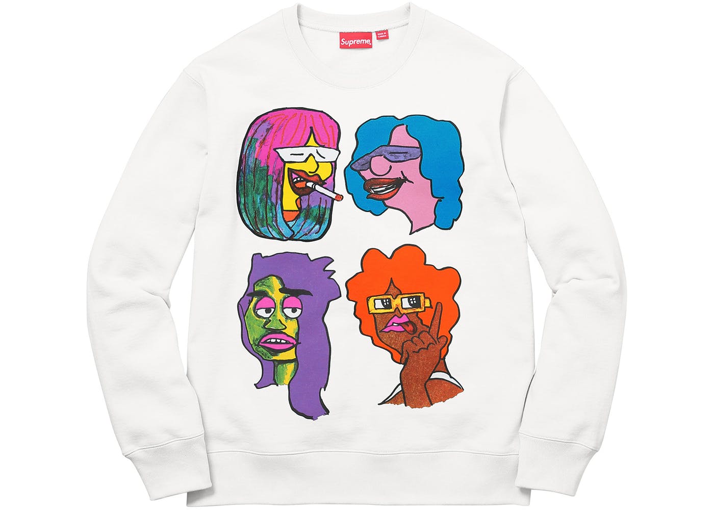 Supreme Gonz Heads Crewneck White Fall/Winter 2017