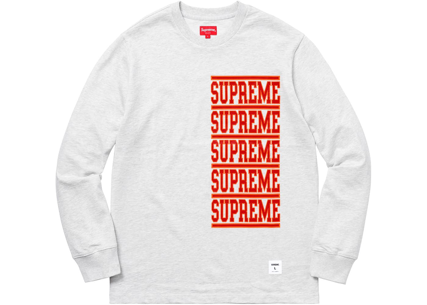 Supreme Stacked Long Sleeve Top Ash Grey Spring/Summer 2018