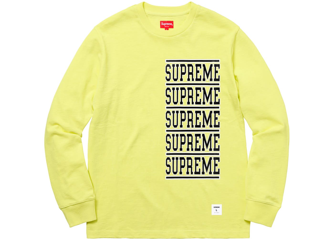 Supreme Stacked Long Sleeve Top Lemon Spring/Summer 2018